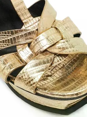 Saint Laurent Tribute Lizard-embossed Platform Sandals