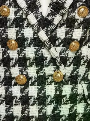 Balmain Houndstooth Double-breasted Peak Lapel Blazer