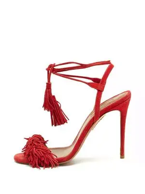 AQUAZZURA Wild Thing Fringed Heeled Sandals - Red