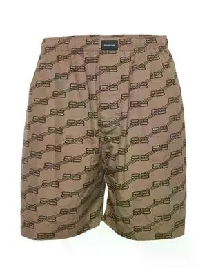 Balenciaga Monogram Poplin Shorts - Brown