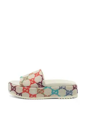 Gucci Gg Monogram Platform Slide Sandals