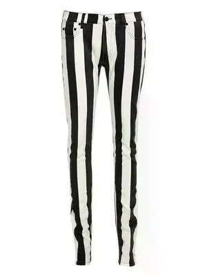 Women's Black White Striped Jeans