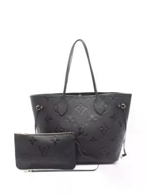 LOUIS VUITTON 2010s Mm Neverfull Empreinte-leather Tote Bag - Black