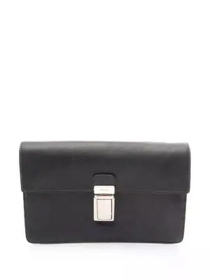 Prada 2000s Saffiano Leather Clutch Bag - Black