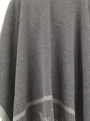 Max Mara Jacquard-pattern Fringed Poncho - Grey