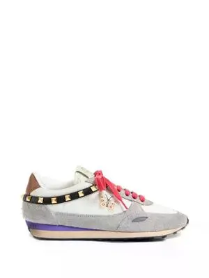 Valentino Garavani Stud Up Runner Sneakers With Butterfly Embroidery - White