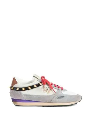 Valentino Garavani Stud Up Runner Sneakers With Butterfly Embroidery - White