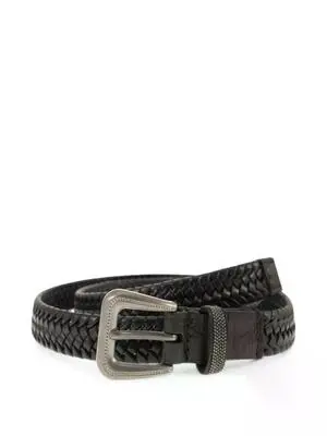 Brunello Cucinelli Braided Leather Belt - Black