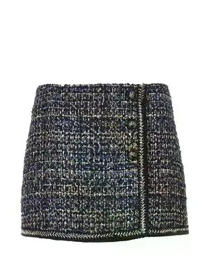 Etro Bouclé-knit Button-up Mini Skirt - Blue