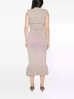 ELY ELY Fringe-trim Knitted Midi Skirt