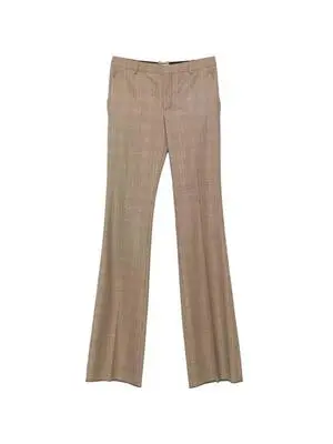 Saint Laurent Check-pattern Flared Trousers - Brown