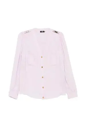 Elisabetta Franchi V-neck Button-up Blouse With Epaulettes