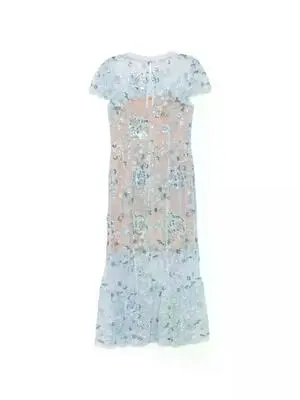 SELF-PORTRAIT Sequin-embellished Floral Lace Midi Dress
