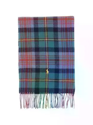 Polo Ralph Lauren Tartan Fringe Wool Scarf - Blue