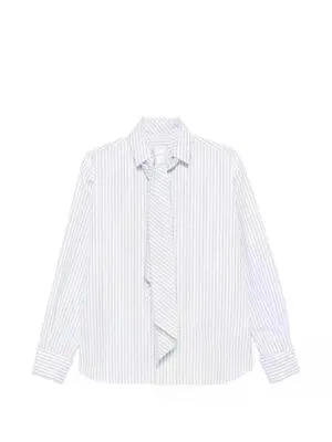 Sacai Striped Tie-neck Shirt - White