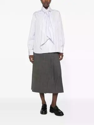Sacai Striped Tie-neck Shirt - White