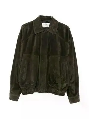 Saint Laurent Suede Bomber Jacket - Green