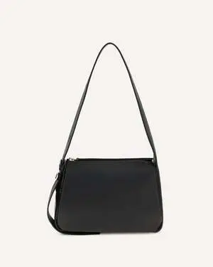 Tory Burch Small Romy Pebbled Leather Shoulder Bag - Black