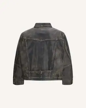 FOUND Aged Leather Jacket - Brown