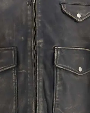 FOUND Aged Leather Jacket - Brown