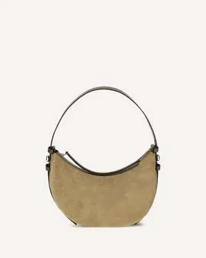 Tory Burch Romy Suede Crescent Shoulder Bag - Beige