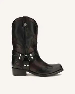 Versace Sylvester Leather Cowboy Boots