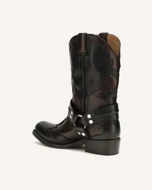 Versace Sylvester Leather Cowboy Boots