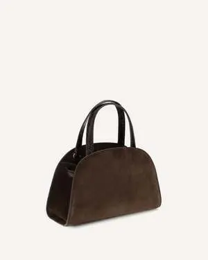 Tory Burch Small Romy Suede Top Handle Bag - Brown