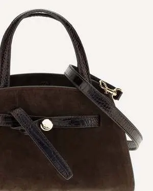 Tory Burch Small Romy Suede Top Handle Bag - Brown