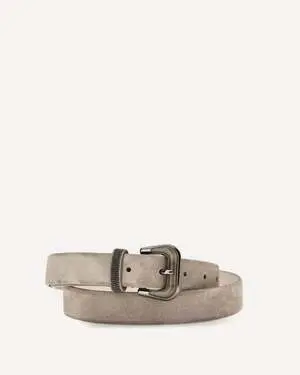 Brunello Cucinelli Suede Belt With Shiny Loop Feale