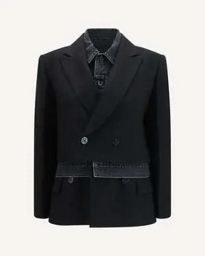 Sacai Wool Flannel And Denim Jacket