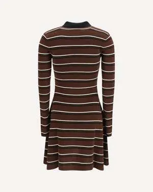 GANNI Striped Wool Polo Dress Feale
