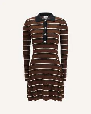 GANNI Striped Wool Polo Dress Feale