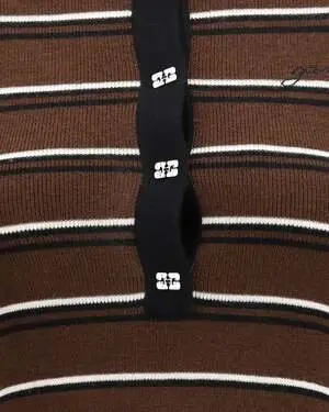 GANNI Striped Wool Polo Dress Feale