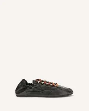 Prada Collapse Aged Nappa Leather Sneakers - Black