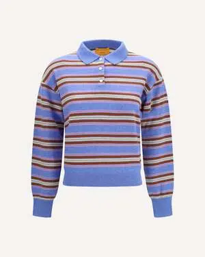 Guest In Residence College Striped Polo Sweater