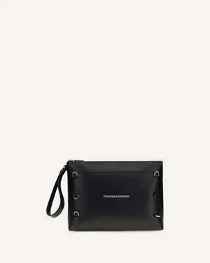 CHRISTIAN LOUBOUTIN Kosmica Leather Clutch - Black
