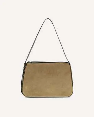 Tory Burch Romy Suede Shoulder Bag - Beige