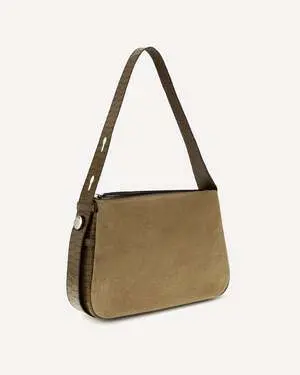 Tory Burch Romy Suede Shoulder Bag - Beige
