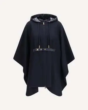 Moncler Padded Wool Blend Cape - Blue
