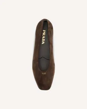 Prada Suede Leather Ballerinas - Brown