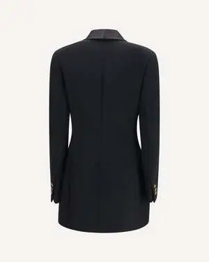 Versace Wool Double Breasted Blazer With Embellished Details