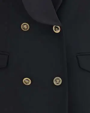 Versace Wool Double Breasted Blazer With Embellished Details