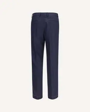 Brunello Cucinelli Virgin Wool Batavia Pinstriped Pants - Blue
