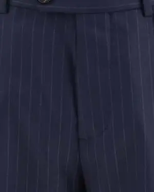 Brunello Cucinelli Virgin Wool Batavia Pinstriped Pants - Blue