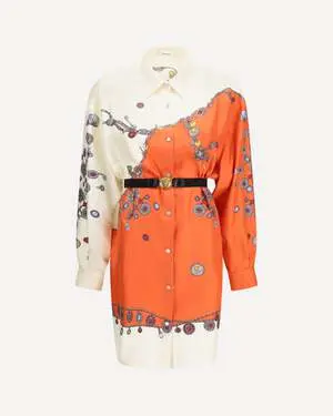 Versace Printed Silk Shirt Mini Dress
