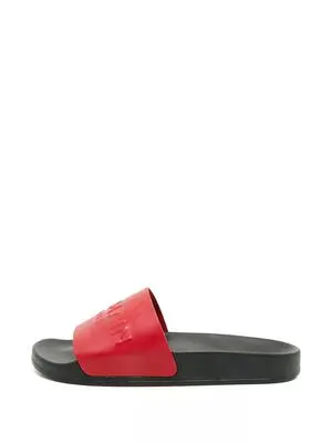 Balmain Embossed Logo Leather Slides