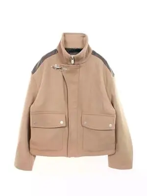 Hermès 2010s Leather-trim Wool Jacket - Neutrals