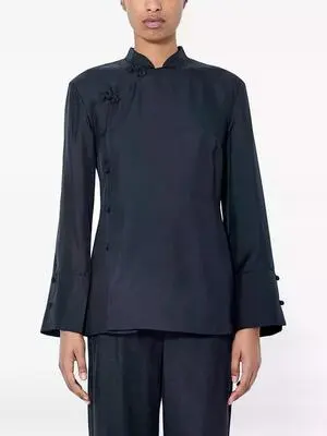 RÓHE Mandarin-collar Asymmetric Shirt - Black