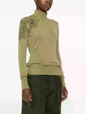 Ermanno Scervino Lace-appliqué Roll-neck Sweater
